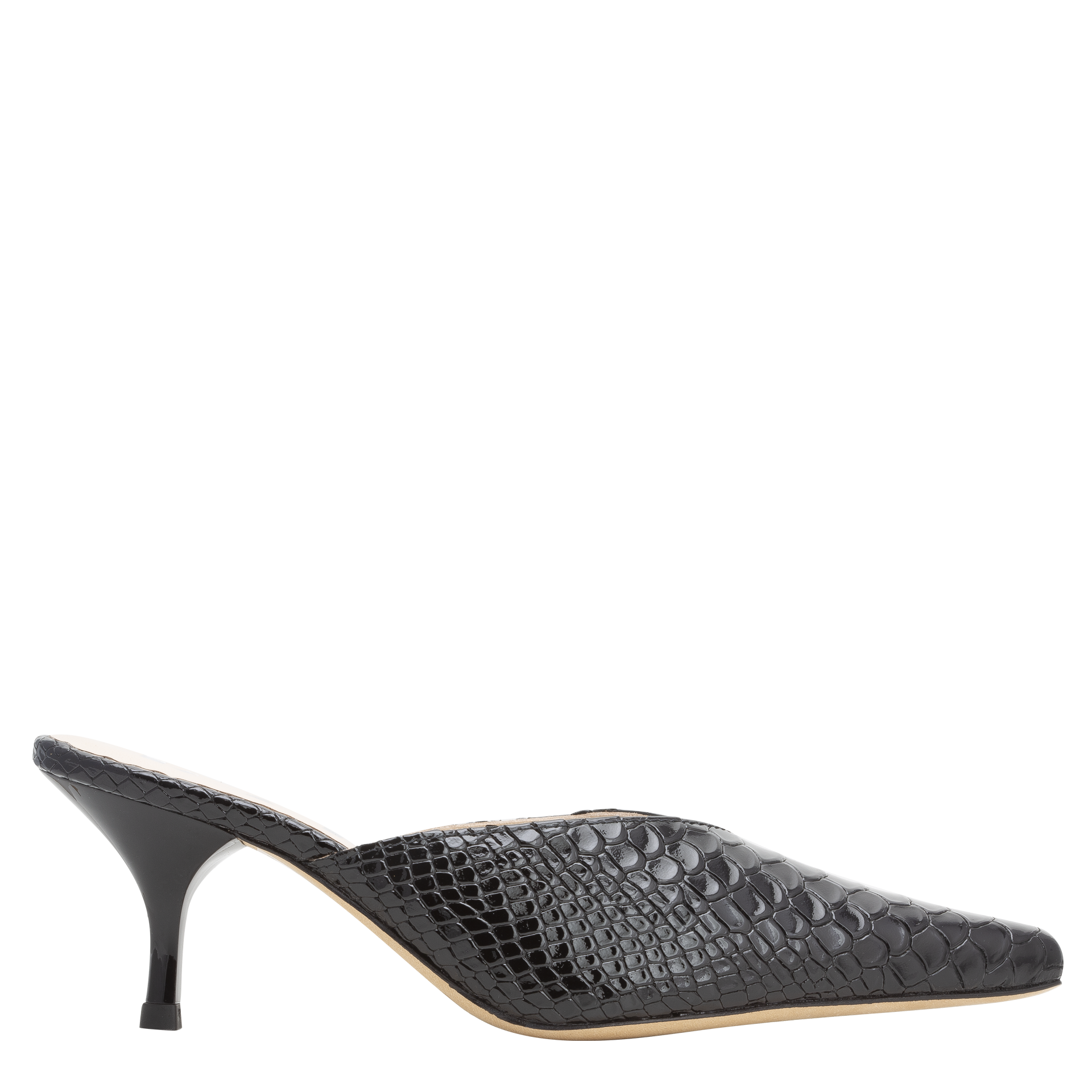 KALDA Alba Embossed Snake Mule in Black – L'Oeuvre